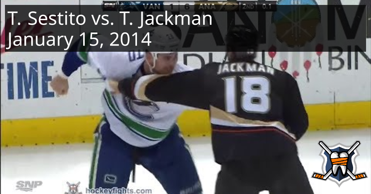 Tom Sestito vs. Tim Jackman, January 15, 2014 - Vancouver Canucks vs ...