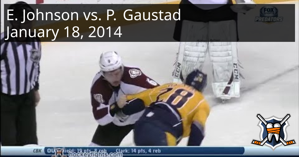 Erik Johnson vs. Paul Gaustad, January 18, 2014 - Colorado Avalanche vs ...