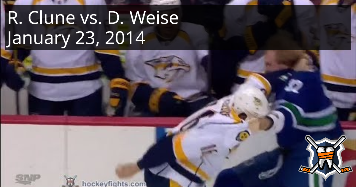 Richard Clune vs. Dale Weise, January 23, 2014 - Nashville Predators vs ...