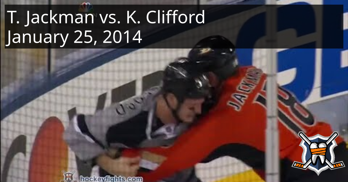 Tim Jackman vs. Kyle Clifford, January 25, 2014 - Anaheim Ducks vs. Los ...