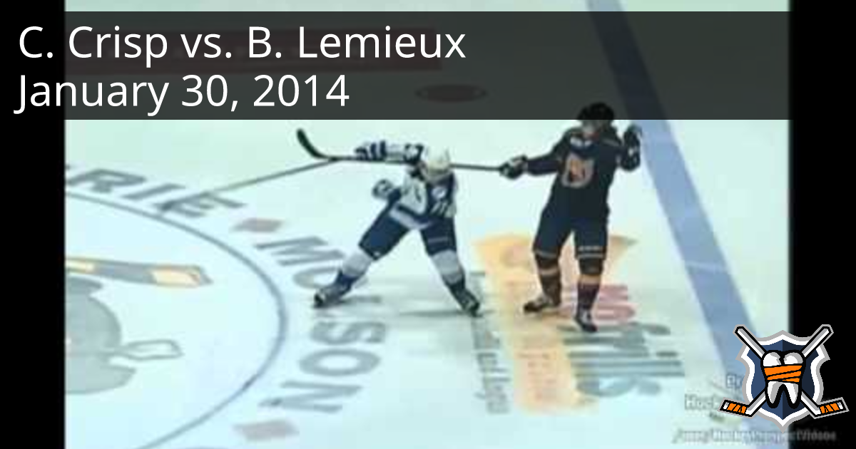 Connor Crisp vs. Brendan Lemieux, January 30, 2014 - Sudbury Wolves vs ...