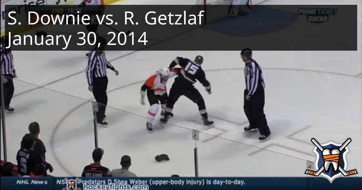 Steve Downie vs. Ryan Getzlaf, January 30, 2014 - Philadelphia Flyers ...