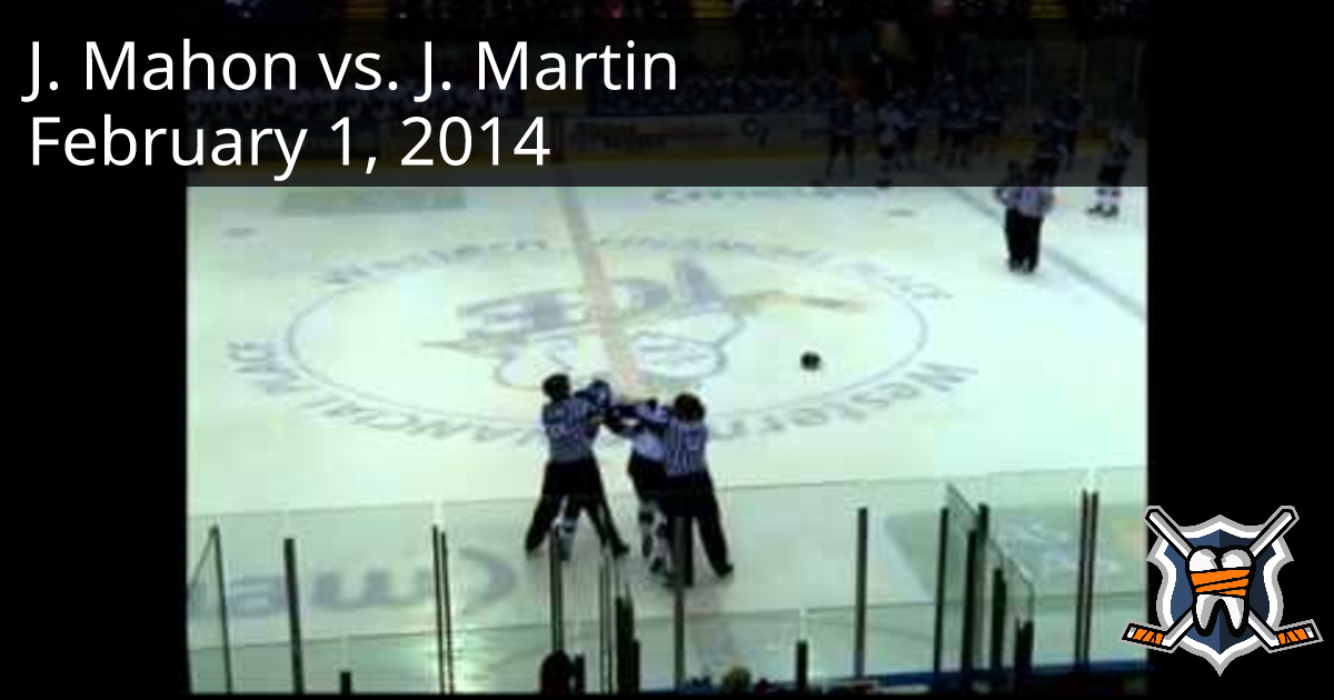 Joe Mahon vs. Jonathon Martin, February 1, 2014 - Calgary Hitmen vs ...