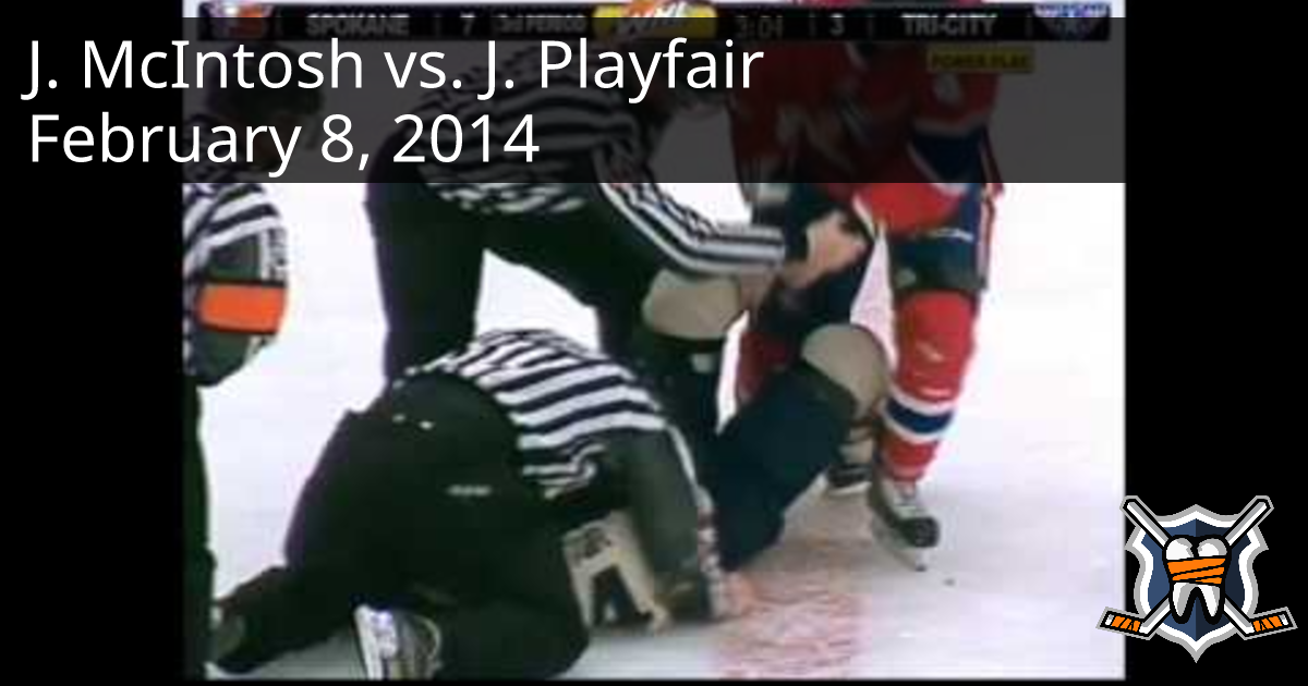 Jeremy McIntosh vs. Jackson Playfair, February 8, 2014 - Spokane Chiefs ...