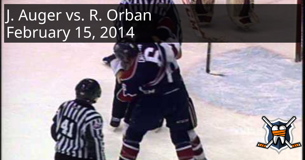 Justin Auger vs. Ryan Orban, February 15, 2014 - Guelph Storm vs ...