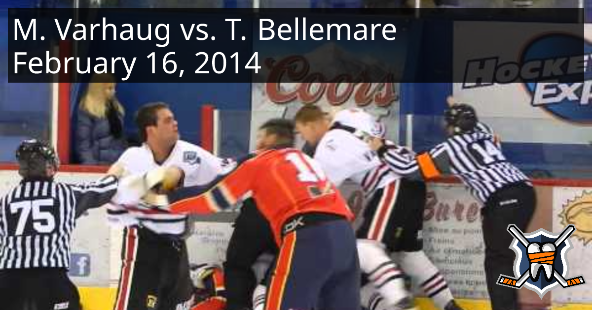Mike Varhaug vs. Thomas Bellemare, February 16, 2014 - Laval Predators ...