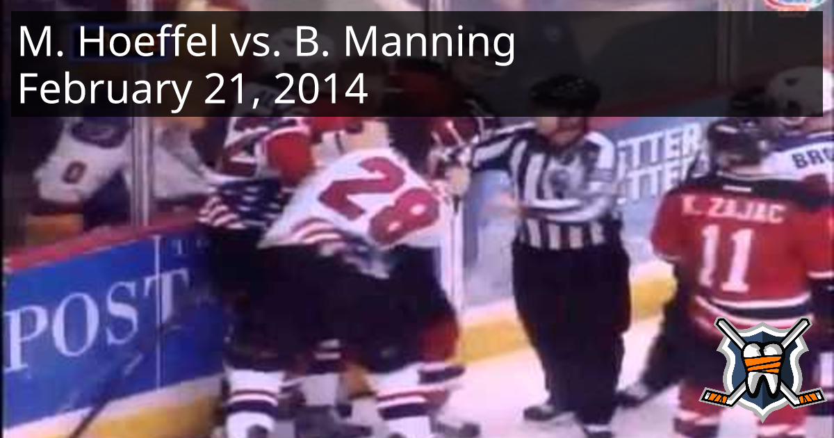 Mike Hoeffel vs. Brandon Manning, February 21, 2014 - Albany Devils vs ...