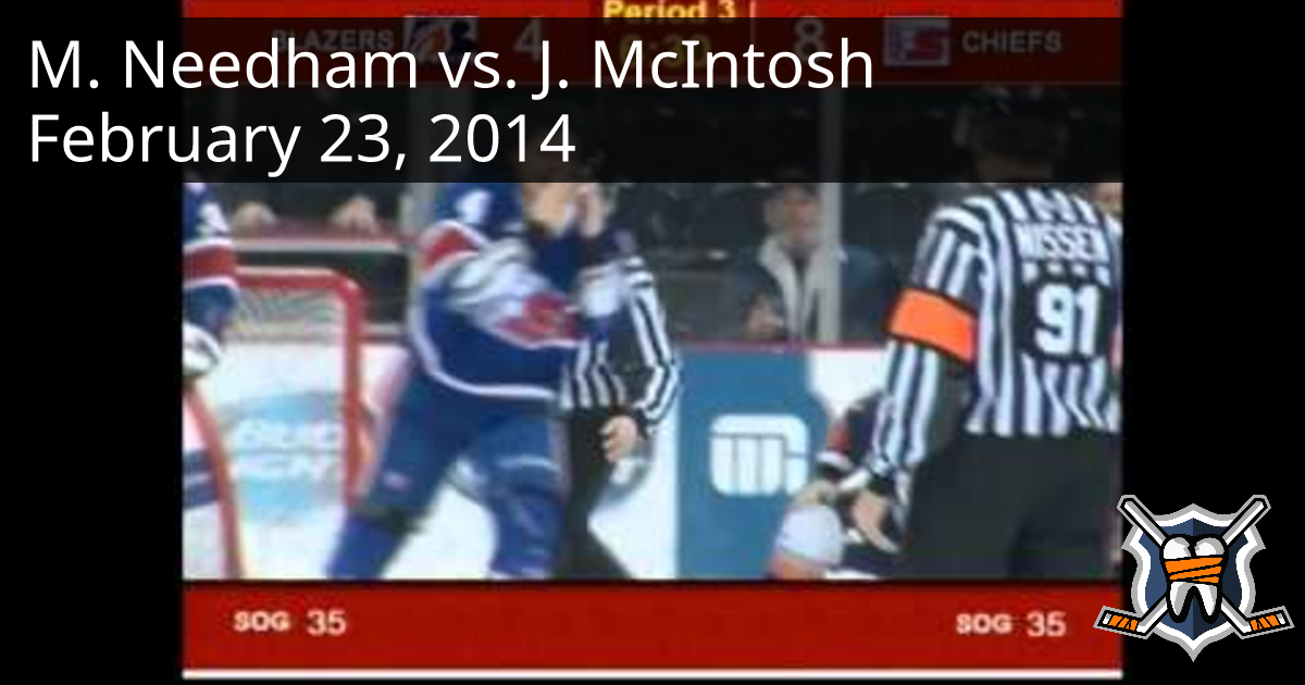 Matt Needham vs. Jeremy McIntosh, February 23, 2014 - Kamloops Blazers ...