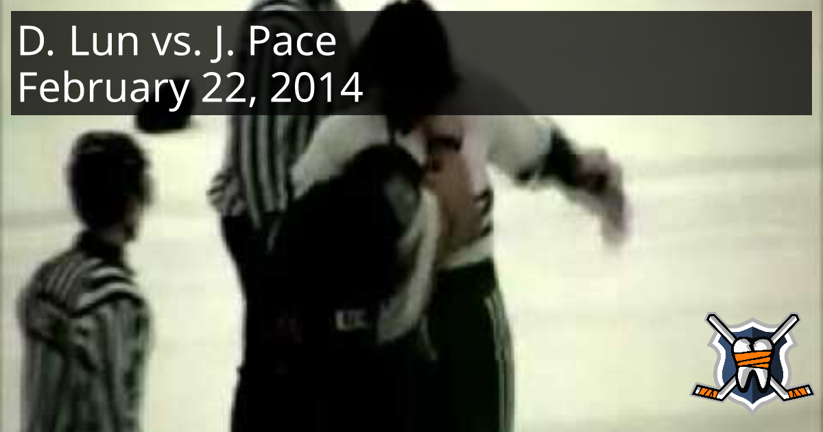 David Lun vs. Joe Pace, February 22, 2014 - Danbury Whalers vs. Danville Dashers | HockeyFights