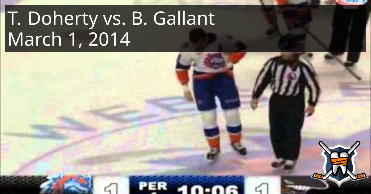 Taylor Doherty vs. Brett Gallant, March 1, 2014 - Worcester Sharks vs ...