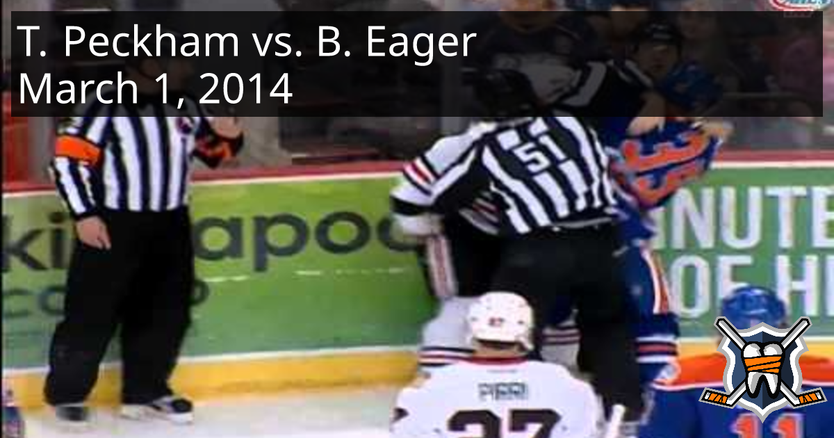 Theo Peckham vs. Ben Eager, March 1, 2014 - Rockford IceHogs vs ...