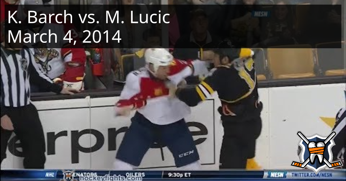 Krys Barch vs. Milan Lucic, March 4, 2014 - Florida Panthers vs. Boston ...