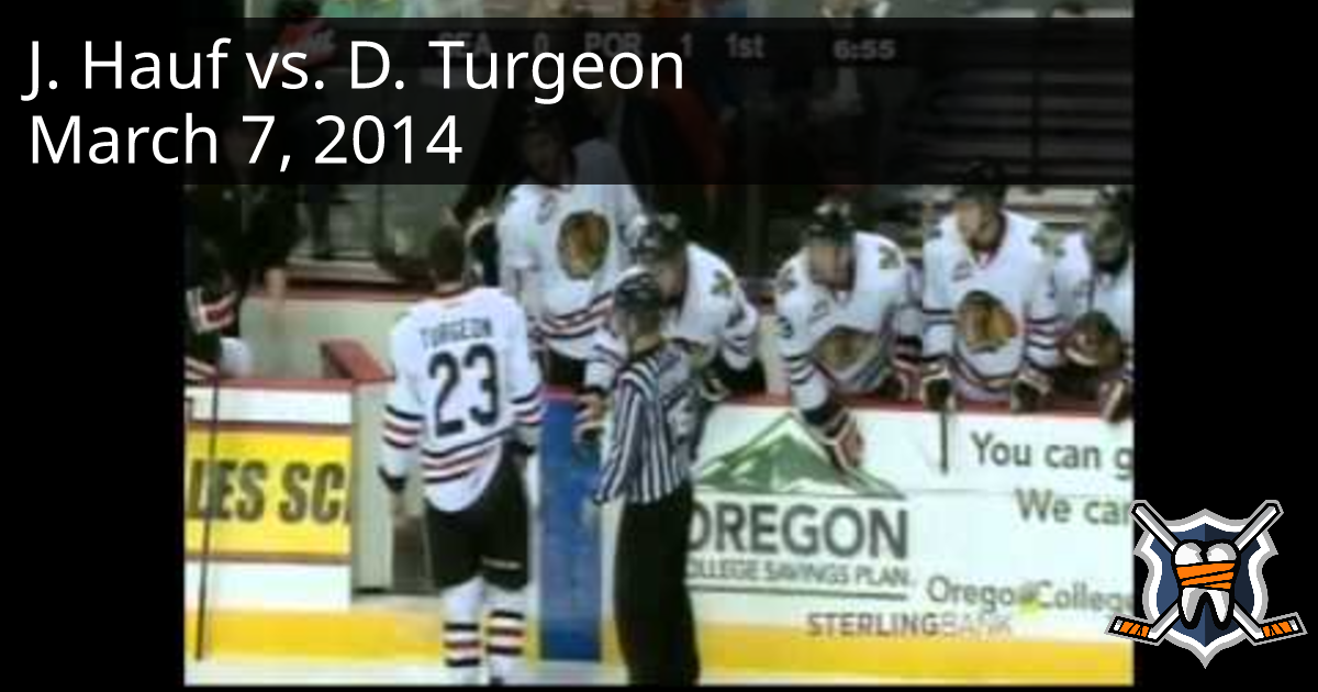 Jared Hauf vs. Dominic Turgeon, March 7, 2014 - Seattle Thunderbirds vs ...