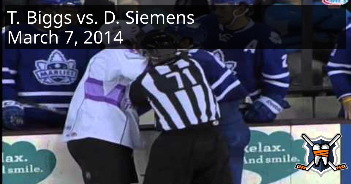 Tyler Biggs vs. Duncan Siemens, March 7, 2014 - Toronto Marlies vs ...