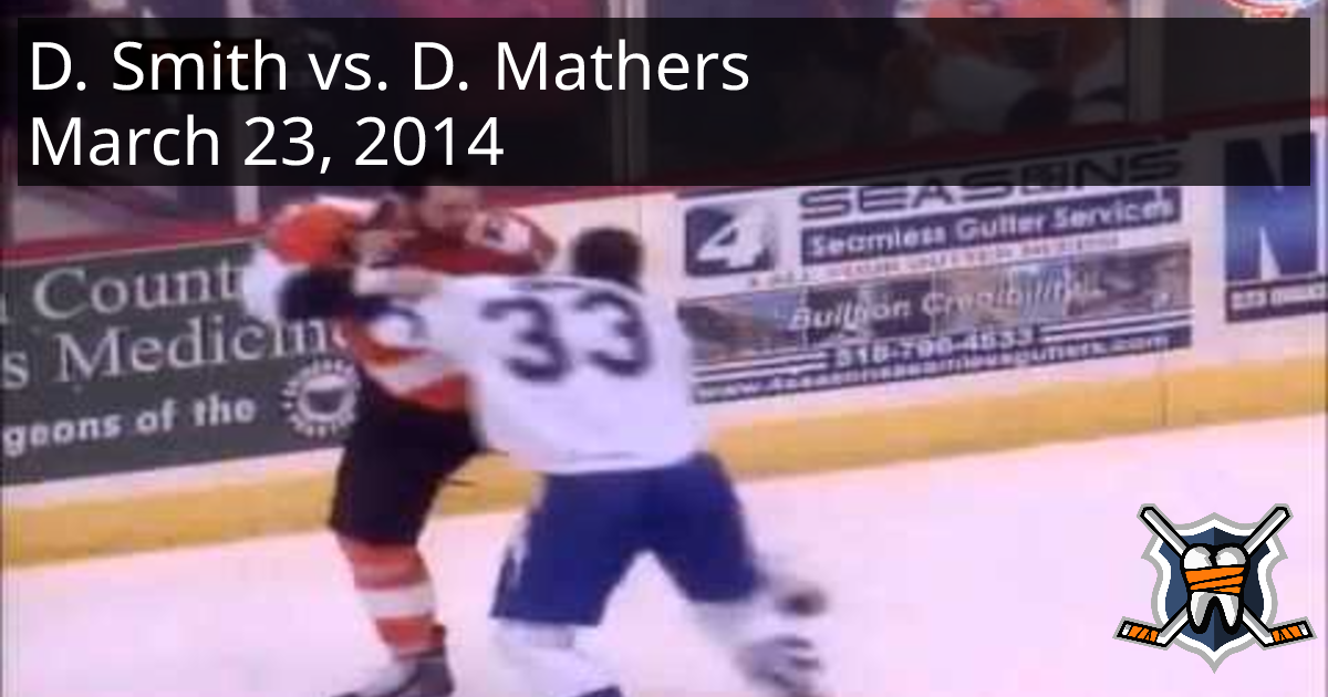 Dalton Smith vs. Derek Mathers, March 23, 2014 - Syracuse Crunch vs ...