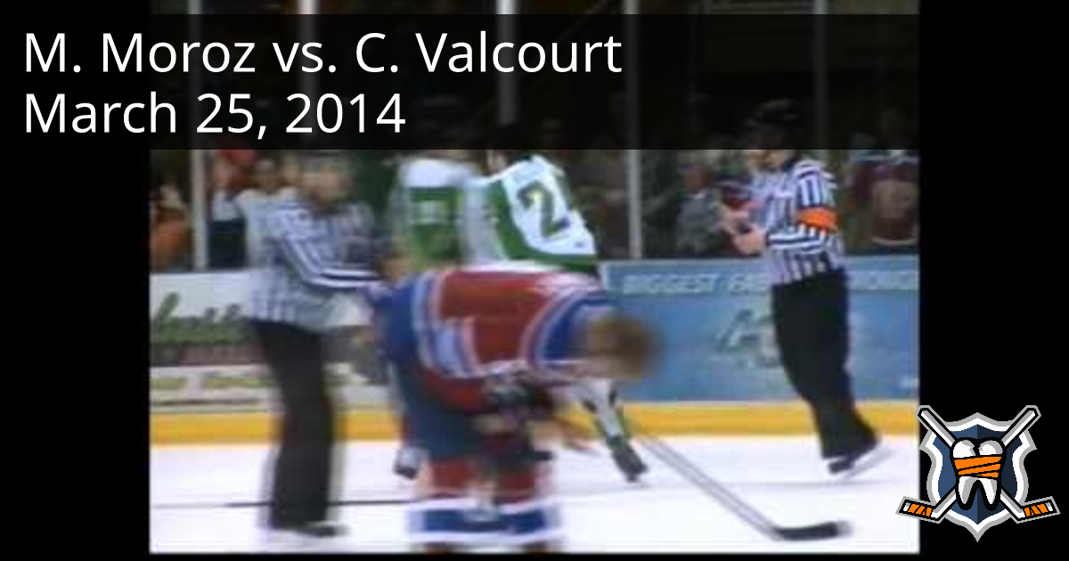 Mitch Moroz vs. Collin Valcourt, March 25, 2014 - Edmonton Oil Kings vs ...
