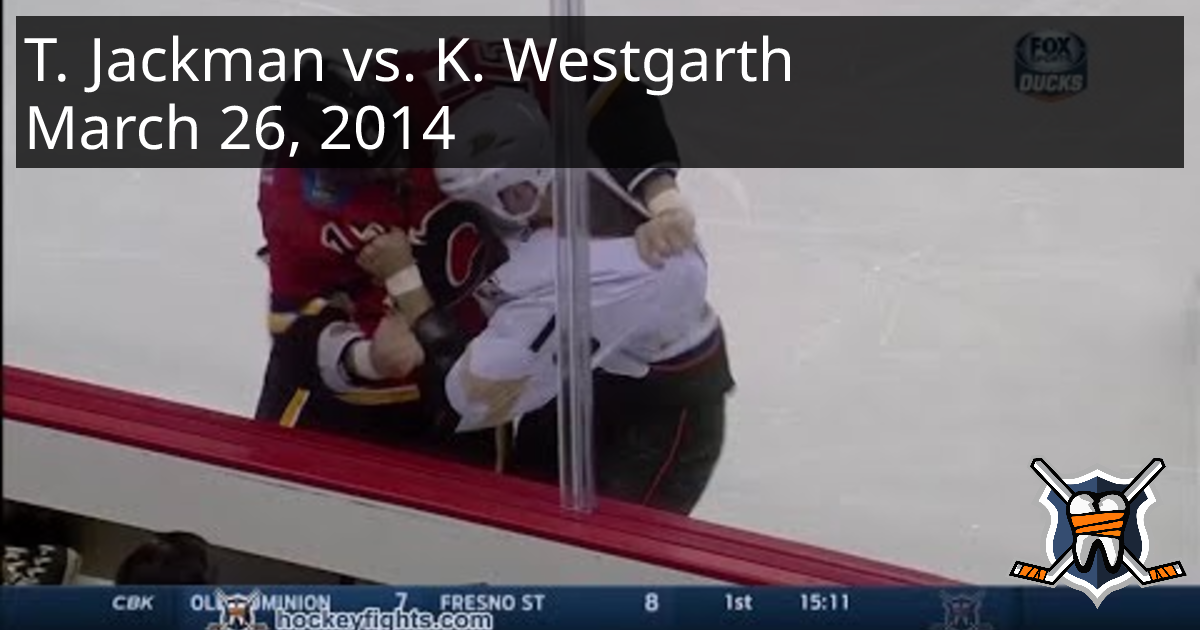 Tim Jackman vs. Kevin Westgarth, March 26, 2014 - Anaheim Ducks vs ...
