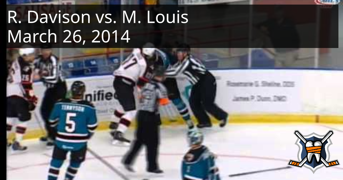 Rob Davison vs. Mark Louis, March 26, 2014 - Worcester Sharks vs ...