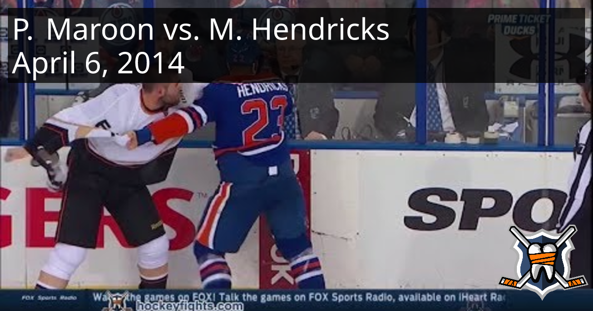 Pat Maroon vs. Matt Hendricks, April 6, 2014 - Anaheim Ducks vs ...