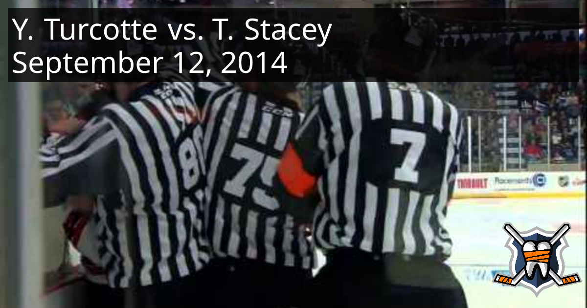 Yanick Turcotte vs. Trevor Stacey, September 12, 2014 - Québec Remparts ...