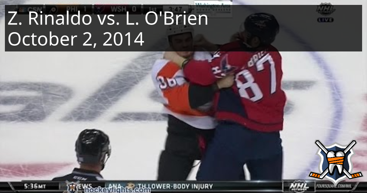 Zac Rinaldo vs. Liam O'Brien, October 2, 2014 - Philadelphia Flyers vs ...