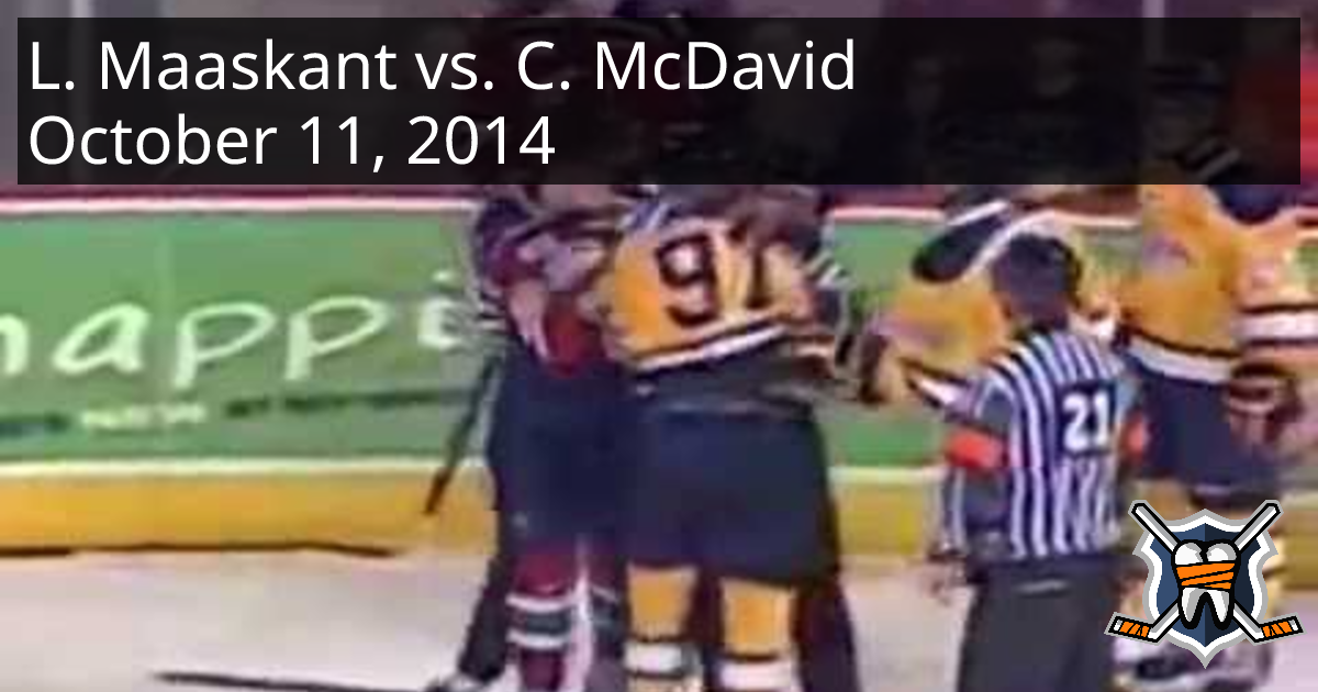 Liam Maaskant vs. Connor McDavid, October 11, 2014 - Kitchener Rangers ...