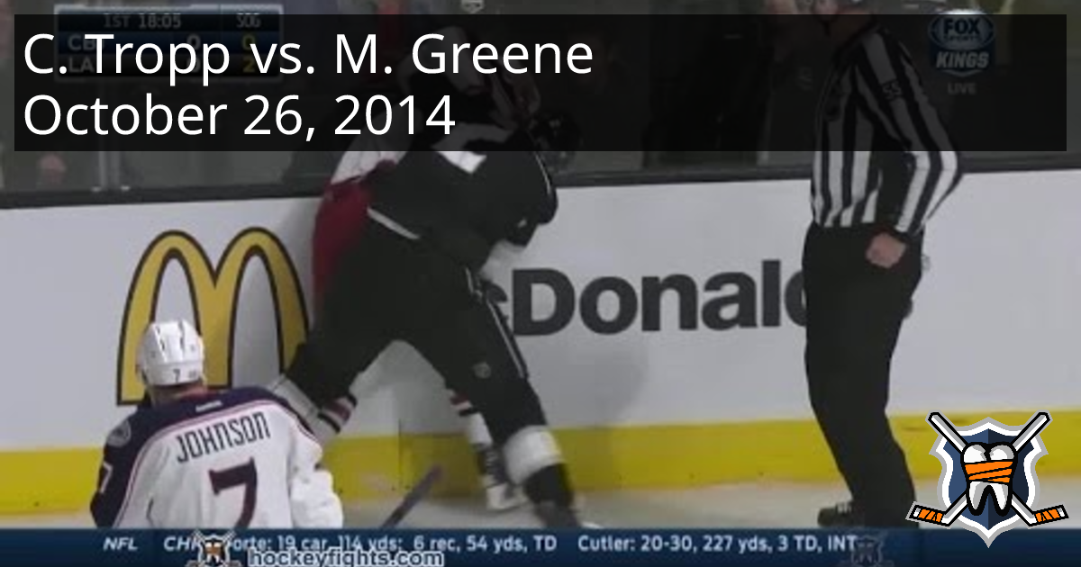 Corey Tropp vs. Matt Greene, October 26, 2014 - Columbus Blue Jackets ...