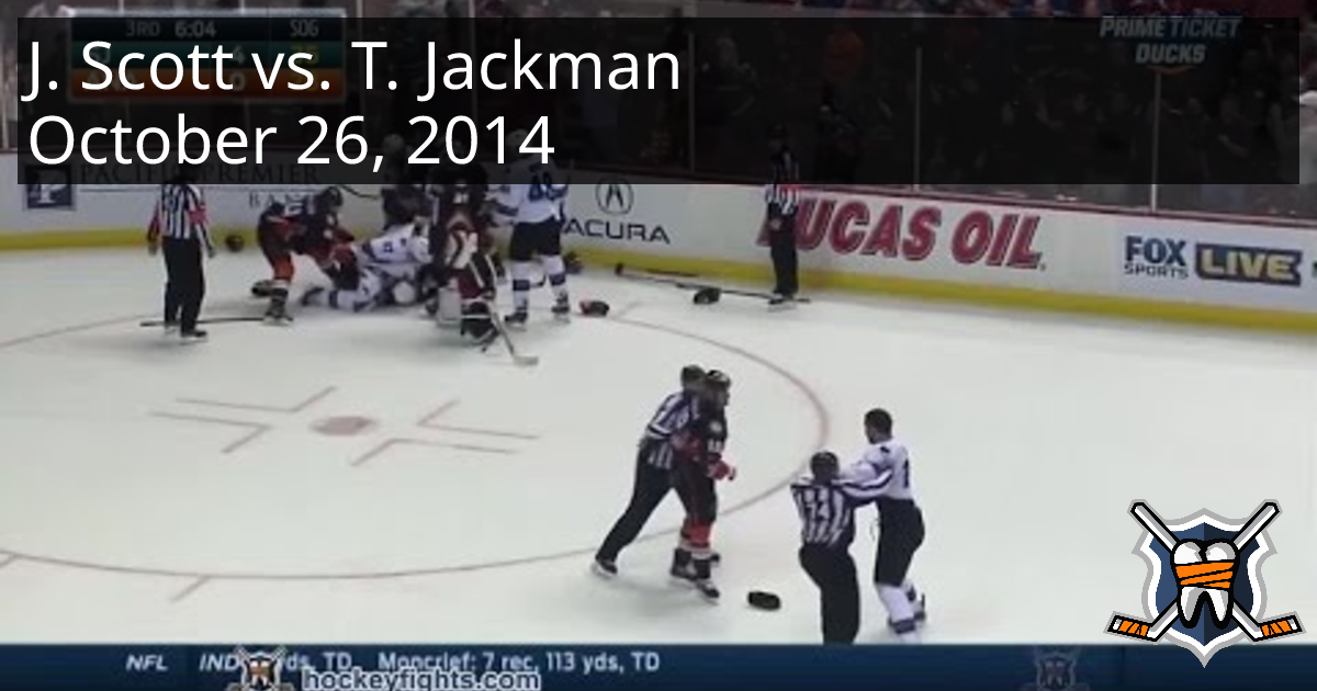 John Scott vs. Tim Jackman, October 26, 2014 - San Jose Sharks vs ...