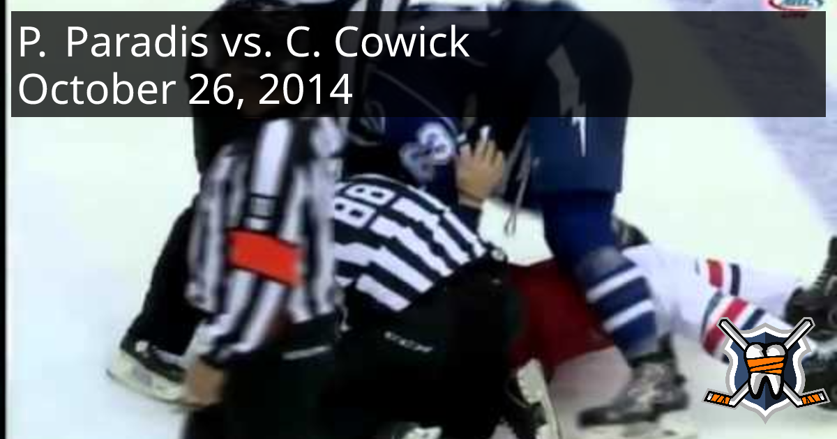 Philippe Paradis vs. Corey Cowick, October 26, 2014 - Syracuse Crunch ...