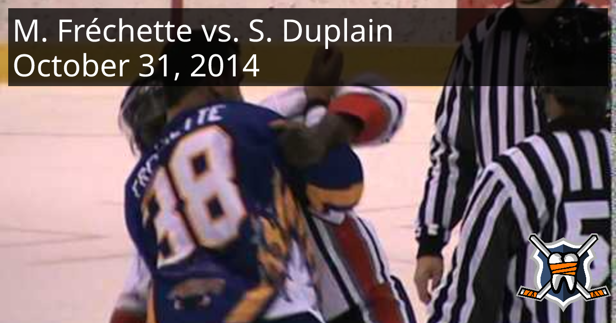 Manuel Fréchette vs. Samuel Duplain, October 31, 2014 - Laval Predators ...