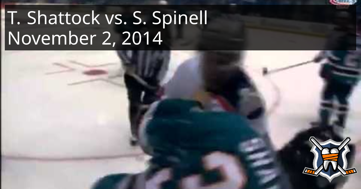 Tyler Shattock vs. Steve Spinell, November 2, 2014 - Worcester Sharks ...