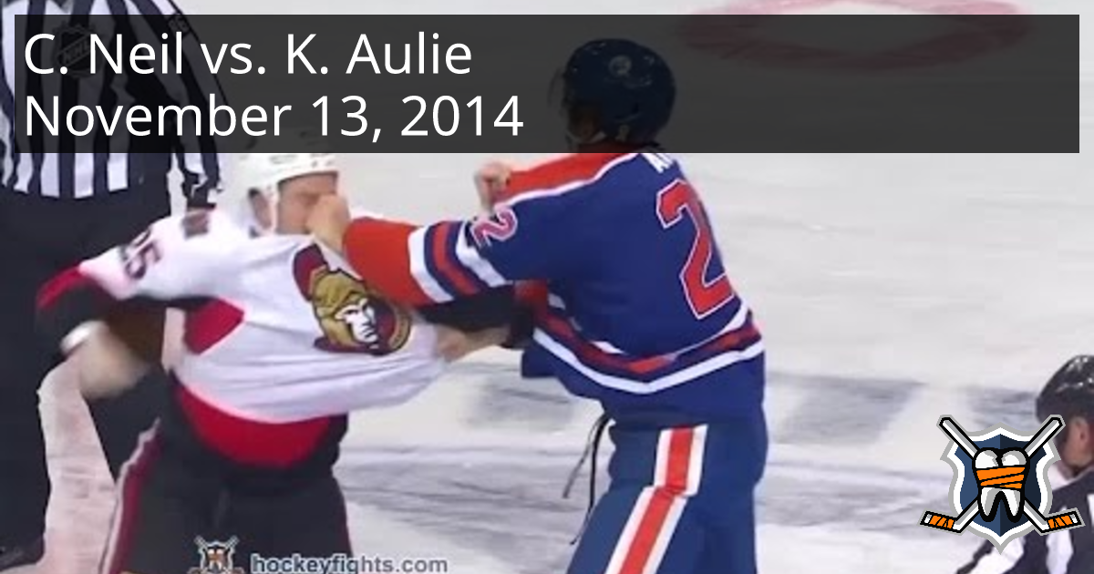 Chris Neil vs. Keith Aulie, November 13, 2014 - Ottawa Senators vs ...