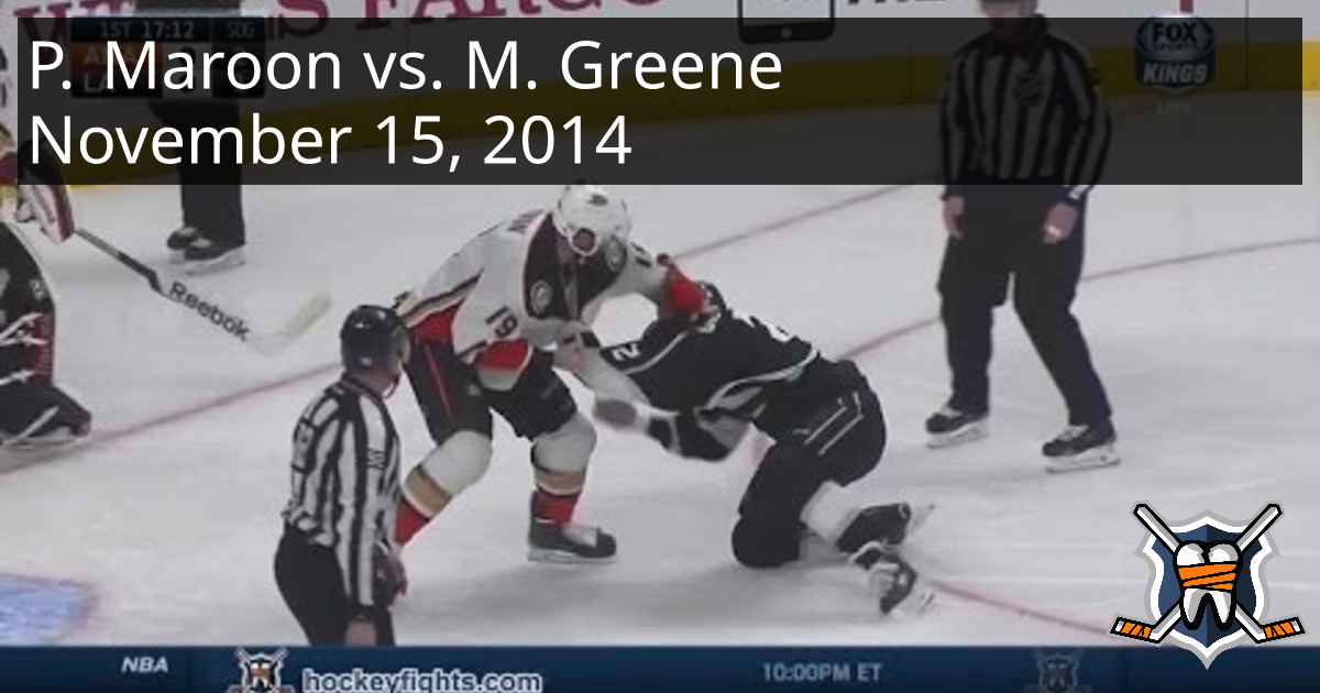 Pat Maroon vs. Matt Greene, November 15, 2014 - Anaheim Ducks vs. Los ...