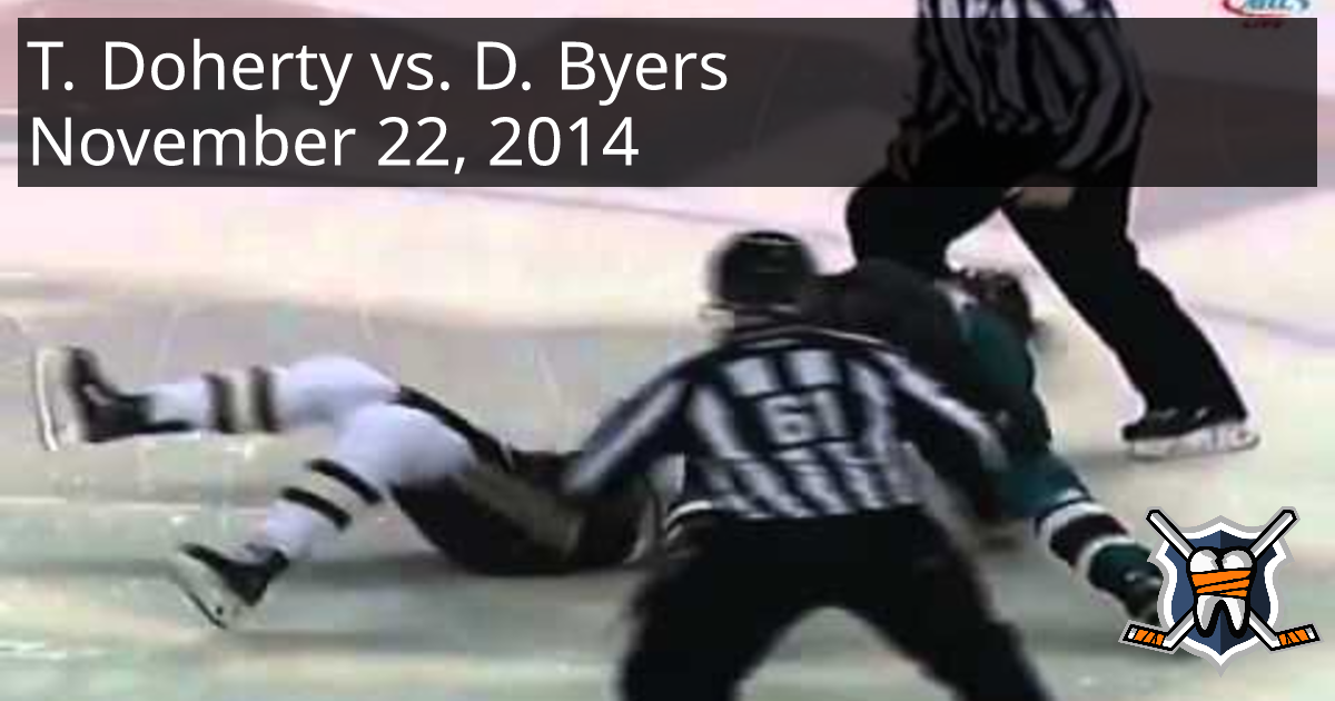 Taylor Doherty vs. Dane Byers, November 22, 2014 - Worcester Sharks vs ...