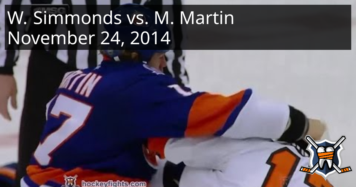 Wayne Simmonds vs. Matt Martin, November 24, 2014 - Philadelphia Flyers ...