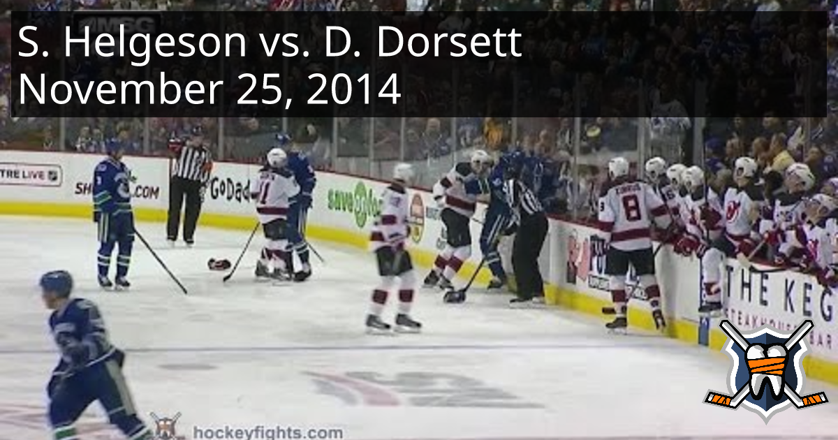 Seth Helgeson vs. Derek Dorsett, November 25, 2014 - New Jersey Devils ...