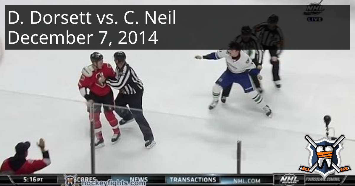Derek Dorsett vs. Chris Neil, December 7, 2014 - Vancouver Canucks vs ...