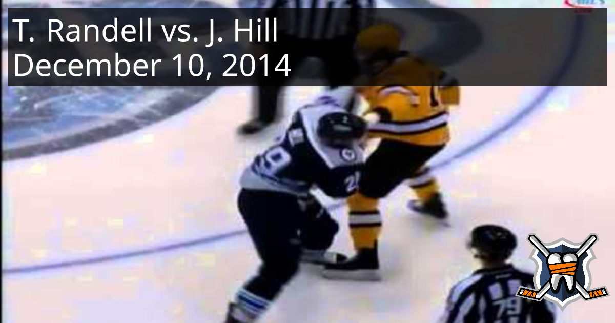 Tyler Randell vs. Jordan Hill, December 10, 2014 - Providence Bruins vs ...