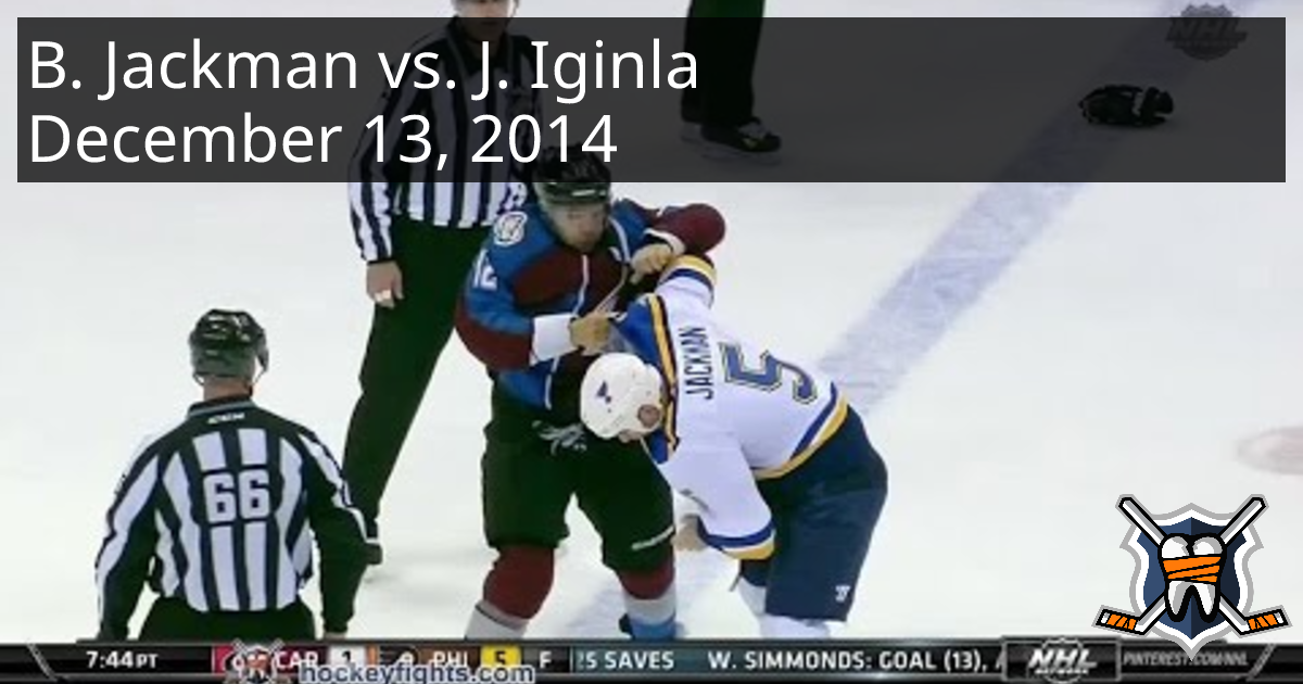 Barret Jackman vs. Jarome Iginla, December 13, 2014 - St Louis Blues vs ...