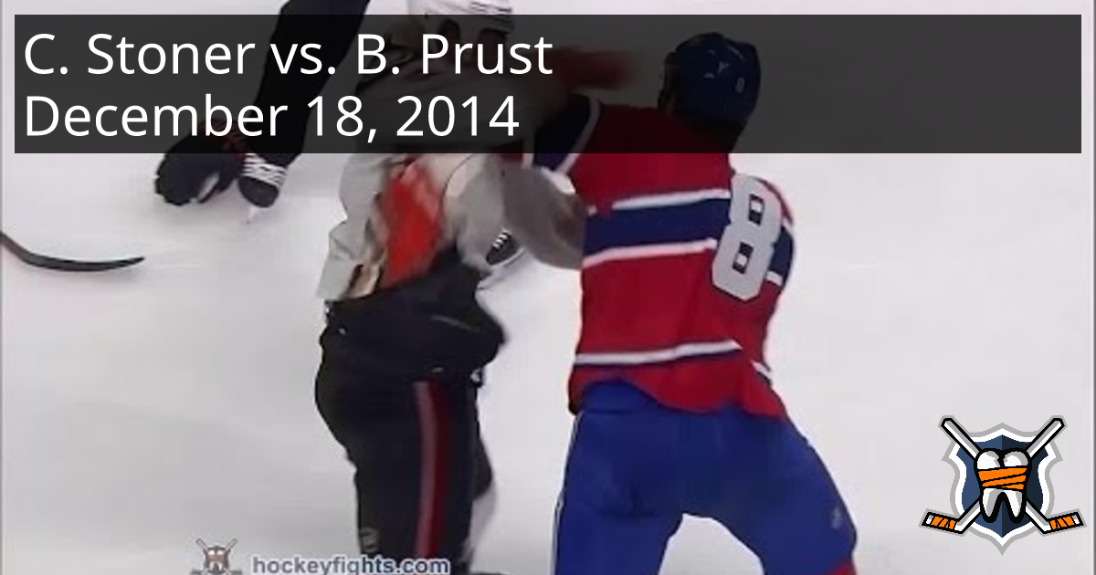 Clayton Stoner vs. Brandon Prust, December 18, 2014 - Anaheim Ducks vs ...
