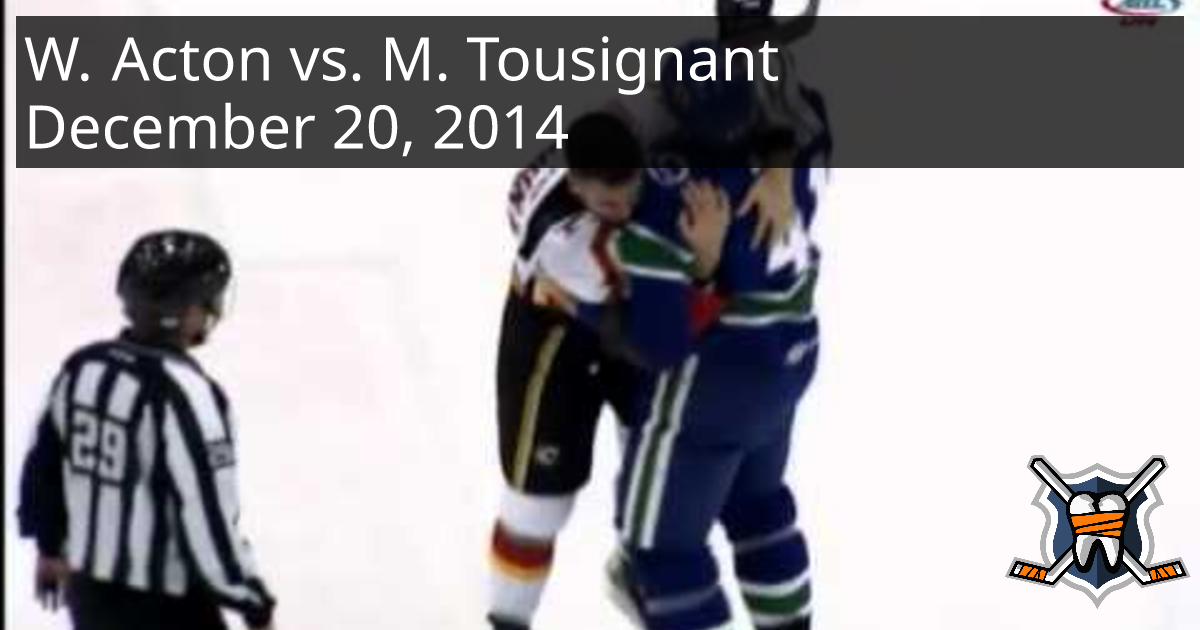 Will Acton vs. Mathieu Tousignant, December 20, 2014 - Utica Comets vs ...
