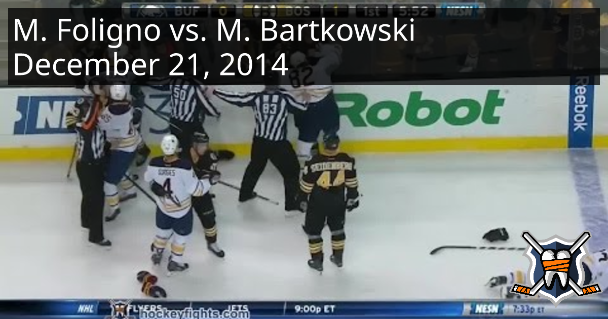 Marcus Foligno vs. Matt Bartkowski, December 21, 2014 - Buffalo Sabres ...