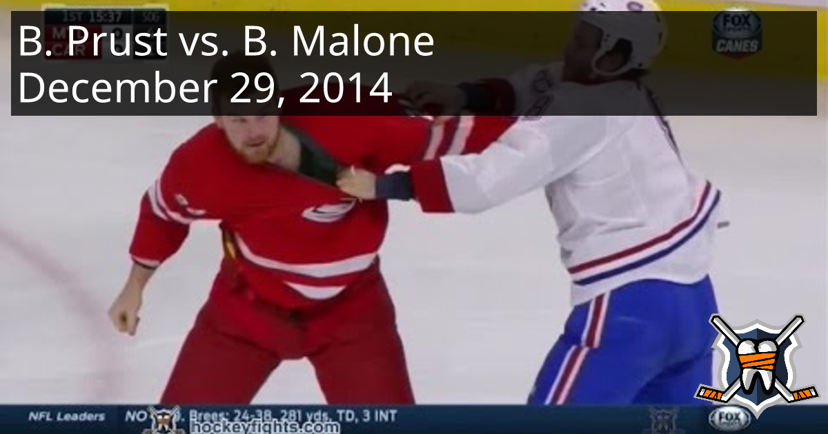 Brandon Prust vs. Brad Malone, December 29, 2014 - Montreal Canadiens ...