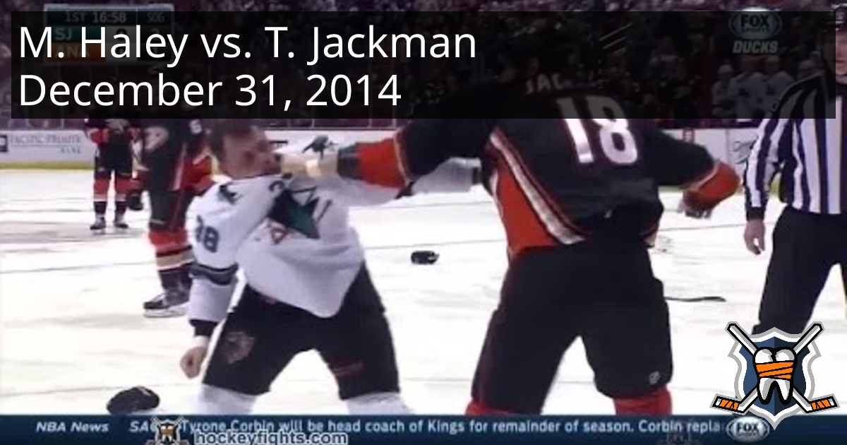 Micheal Haley vs. Tim Jackman, December 31, 2014 - San Jose Sharks vs ...