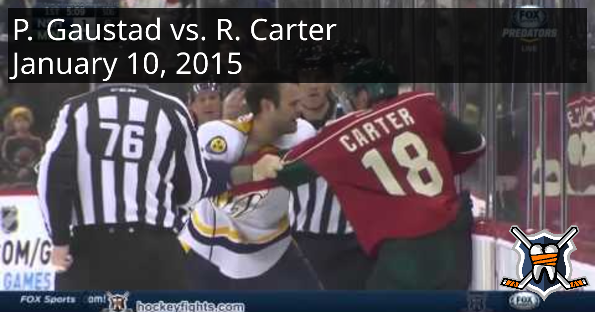 Paul Gaustad vs. Ryan Carter, January 10, 2015 - Nashville Predators vs ...