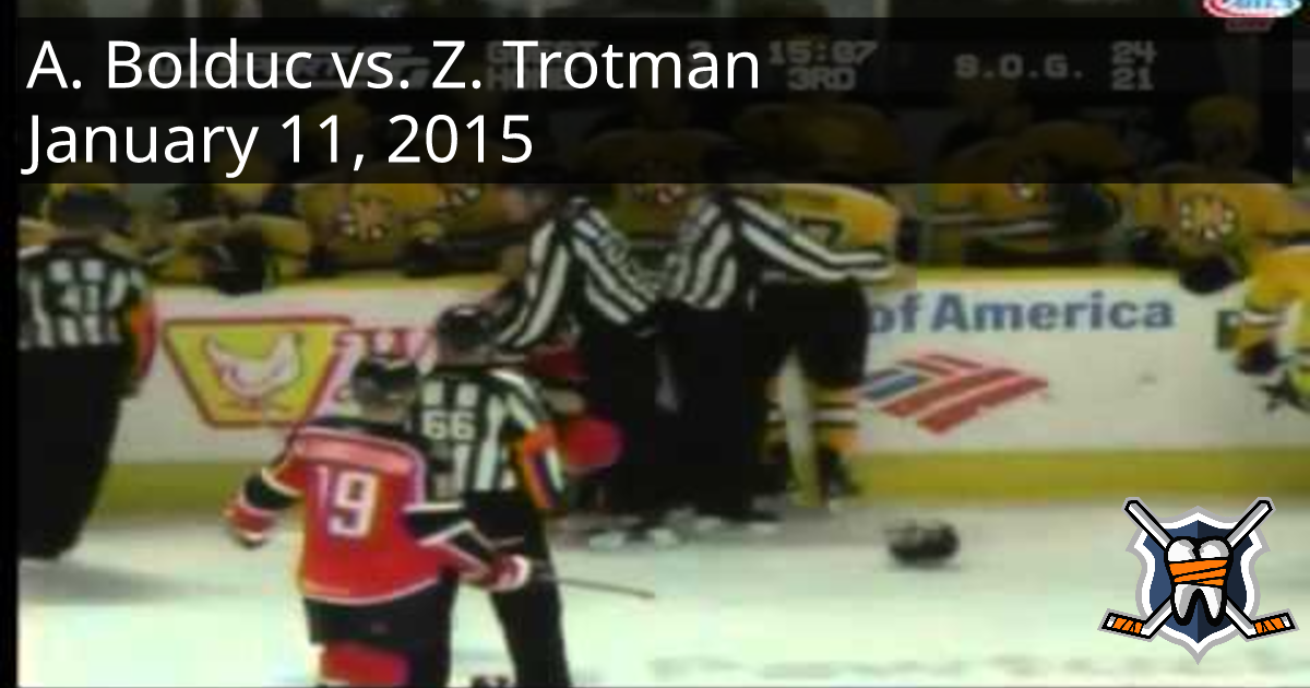 Alexandre Bolduc vs. Zach Trotman, January 11, 2015 - Portland Pirates ...