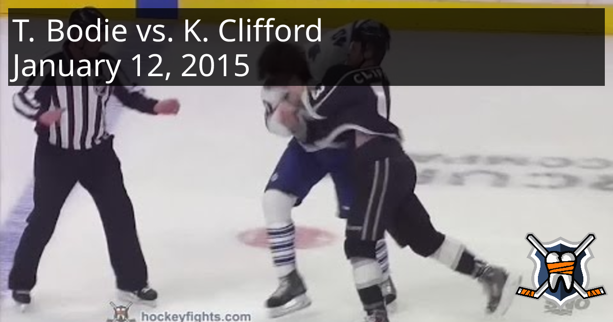 Troy Bodie vs. Kyle Clifford, January 12, 2015 - Toronto Maple Leafs vs ...