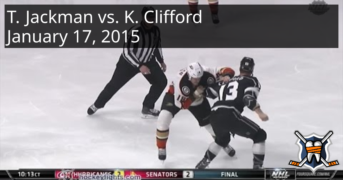 Tim Jackman vs. Kyle Clifford, January 17, 2015 - Anaheim Ducks vs. Los ...