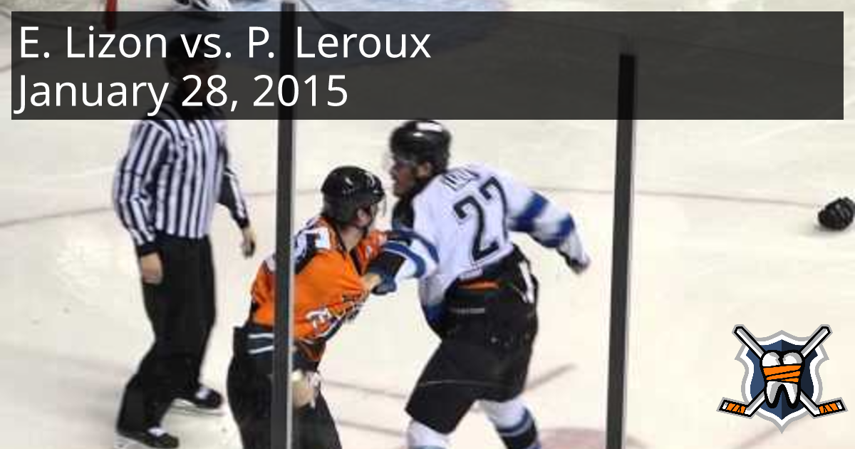 Erick Lizon vs. Paxton Leroux, January 28, 2015 - Wichita Thunder vs ...