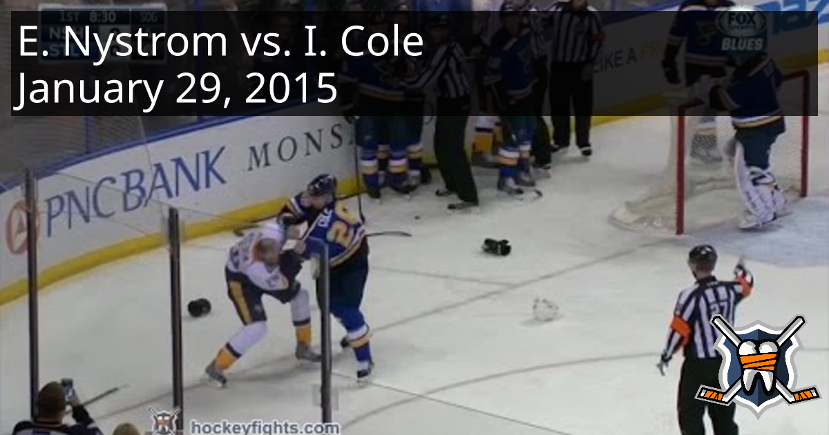 Eric Nystrom vs. Ian Cole, January 29, 2015 - Nashville Predators vs ...